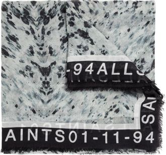 AllSaints Femme, Accessoires, Gris, Taille: ONE Size &Eacute;charpe &agrave; motifs