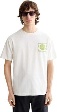 Scotch & Soda T-Shirt d&eacute;lav&eacute; Artwork Coupe d&eacute;contract&eacute;e, Blanc Brillant 101, S