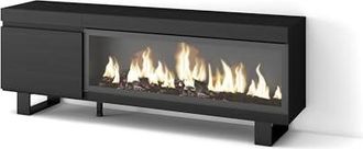 Skraut Home | TV-Schrank, Lowboard | f&uuml;r Wohnzimmer und Esszimmer | 160 | F&uuml;r TV-Ger&auml;te bis zu 65 | Elektrokamin XXL | Industriedesign | Moderner Stil | Schwarz