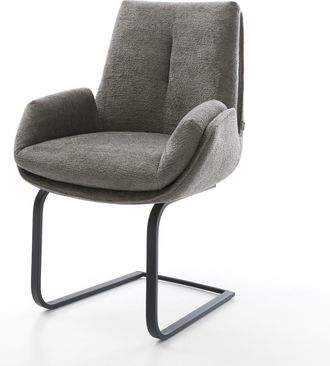 DELIFE Freischwinger Clea-Flex Boucl&eacute; Soft Schlamm Freischwinger flach Schwarz, Esszimmerst&uuml;hle