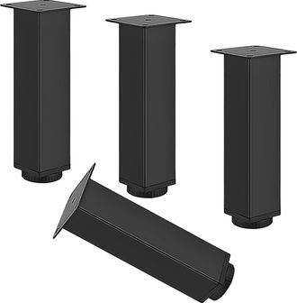 Generic 10 cm Hohe M&ouml;belf&uuml;&szlig;e F&uuml;r K&uuml;che, Tisch, Stuhl, Schreibtisch, Schrank, 4er-Set Metall-Schrankf&uuml;&szlig;e Mit Rutschfester Unterseite Und Verstellbarer Fu&szlig;kappe