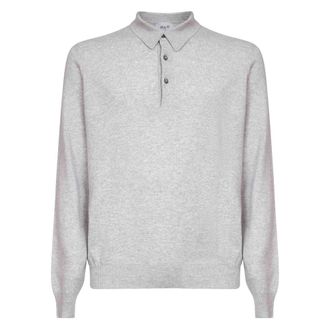 D4.0 Polohemd mit Rippstrick und drei Kn&ouml;pfen - - Knitwear - Herren - Grau - XL