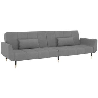 vidaXL Schlafsofa 2-Sitzer mit 2 Kissen Hellgrau Samt Vidaxl