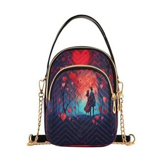 Mnsruu Petit sac &agrave; bandouli&egrave;re en cuir pour femme Motif arbre de Saint-Valentin