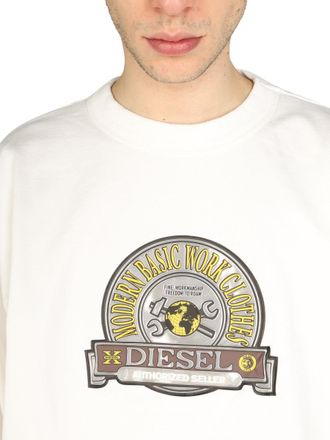 Diesel Logo Patch Cotton Sweatshirt - White