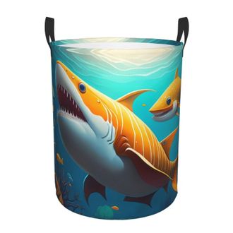 Generic Haifisch Aufbewahrungskorb Rund Korb Aufbewahrung Mit Henkel W&auml;schebeh&auml;lter F&uuml;r Lagerung Kuscheltier W&auml;schekammer