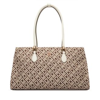 Tommy Hilfiger Handtasche Tommy Hilfiger Th Grace Satchel Jacquard AW0AW18754 Braun
