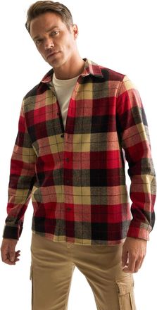 DeFacto Herren Freizeithemden und Trachtenhemden - Klassisches Herren Hemd Bordeaux XL