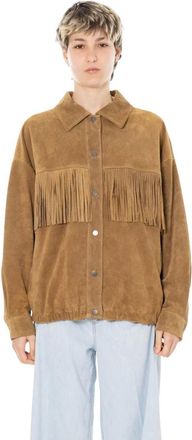 Vicolo Femme, Vestes, Brun, Taille: 36 FR Veste &agrave; Franges en Daim