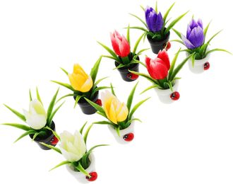 DOITOOL Miniatur Topfpflanzen Aus Künstlichem Material Kleiner Deko Für Puppenhaus Schreibtisch Selbstgemacht 8 Stück Charmante Kleiner Bonsai Mit Vase