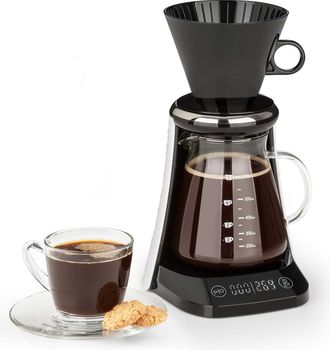Klarstein Craft Coffee Filter-Kaffeemaschine Kaffeebereiter (Handbrühverfahren, Pour Over, Gourmetkaffee, Waage, Timer, Glaskanne, Filteraufsatz, 600ml, Touch, 