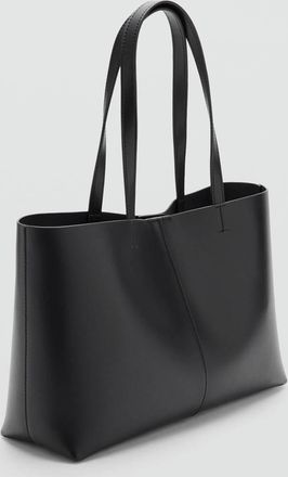 Mango Sac cabas anse double noir - Femme - Taille unique - MANGO