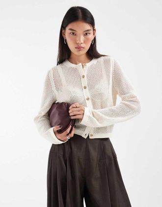 & Other Stories gilet en maille ajour&eacute;e en coton blanc