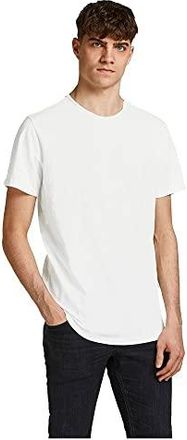 Jack & Jones T-Shirt uni &agrave; col Rond pour Homme, Cloud Dancer, M