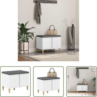 vidaXL Stauraum - Flurbank Wei&szlig; 60 x 38 x 46 cm Holzwerkstoff und Stoff