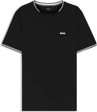 BOSS Hommes Taul T-Shirt en Coton Stretch avec Rayures et Logo