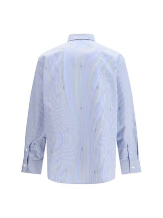 Gucci Mens Striped Cotton Poplin Shirt Azure-Blue-Mc Azure/blue/mc