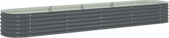 vidaXL Lit Surélevé 400x80x44 cm Acier Galvanisé Gris Jardinière Pot de Fleurs