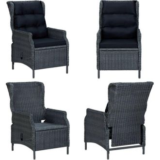 vidaXL Vidaxl - Verstellbarer Gartensessel mit Auflagen Poly Rattan Dunkelgrau - Gartensessel - Lounge Chair - Relaxsessel - Gartenm&ouml;beln - Rattan M&ouml;bel