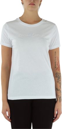 A|X Armani Exchange Damen Essential, Embroidered Logo Signature T-Shirt, Optic White, XS