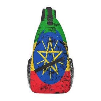 Generic Drapeau De L&Eacute;thiopie Sac &Agrave; Dos Bandouli&egrave;re Pratique Sacs &Agrave; Dos Multifonctionnel Sac Poitrine Pour Camping Quotidien Shopping