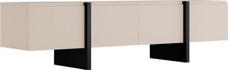 Vente-Unique TV-M&ouml;bel mit 4 T&uuml;ren - MDF - Beige & Schwarz - LUVONIA