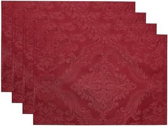 Elrene Damast Platzset 4 St&uuml;ck 13 x 19 rot