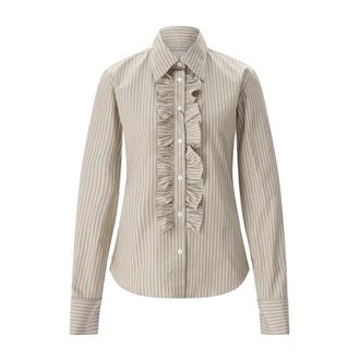 Ami Lang&auml;rmliges- gerafftes- tailliertes Hemd - - Blouses & Shirts - Damen - Beige - XS