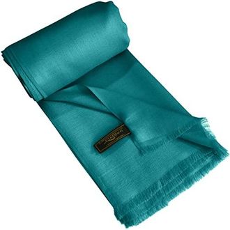 CJ Apparel Teal Vert Echarpe de Pashmina en Châle Népalaise Solide Couleur Unie Conception Wrap Étole Secondes