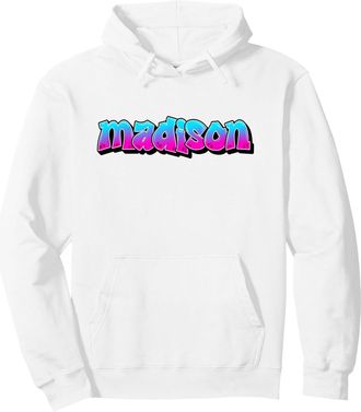 BDAZ Madison Graffiti Personalisierter Name Blau Rosa Frauen M&auml;dchen Pullover Hoodie