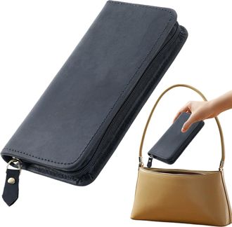 Generico Federm&auml;ppchen aus Leder, Vintage-Organizer mit 3 F&auml;chern, Aufbewahrung f&uuml;r F&uuml;llfederhalter, f&uuml;r Arbeit, Schule, Kunst, Zeichnen, Skizzen, Reisen, Zuha