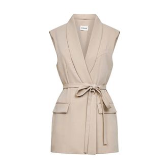 P.A.R.O.S.H. P.a.r.o.s.h., Femme, Vestes, Beige, Taille: 42 FR Panty26 Gilet Sans Manches Ceintur&eacute;