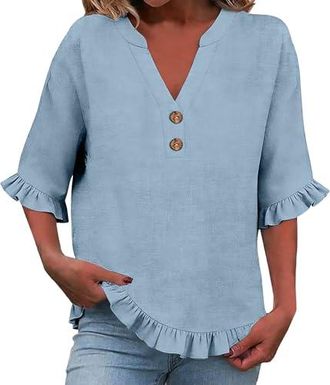 Generic T-shirts pour femme - Haut &agrave; manches courtes - T-shirt basique &agrave; manches courtes - T-shirt de sport pour femme - Oversize - Mode - T-shirt d&eacute;t&eacute; basiqu