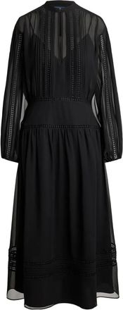 Polo Ralph Lauren robe plissée à empiècements en dentelle - Noir
