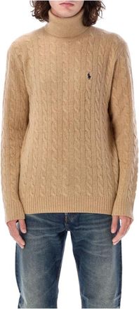 Polo Ralph Lauren Homme, Pulls, Brun, Taille: XL Cable Knit High-Neck Sweater