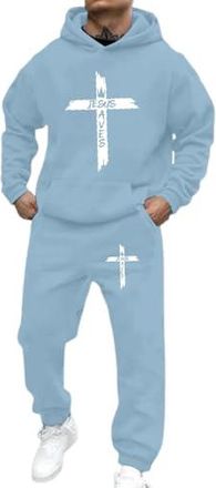 Generic Surv&ecirc;tement pour homme - Ensemble complet imprim&eacute; &agrave; manches longues - Sweat &agrave; capuche - Ensemble de jogging moderne - Mode sportive - Haut et pantalon