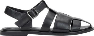 Estro & Luminara Femme, Chaussures, Noir, Taille: 39 EU Sandales plates de p&ecirc;cheur