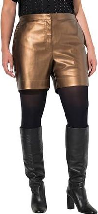 Ulla Popken Femme Grandes Tailles Short en Similicuir, Coupe Large et Ceinture Confortable Or cuivre 58+ 813100650-58+