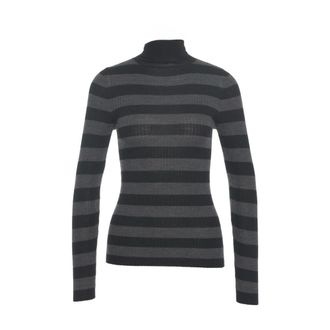 Majestic Filatures Femme, Pulls, Gris, Taille: 38 FR Pull Col Roul&eacute; C&ocirc;tel&eacute;