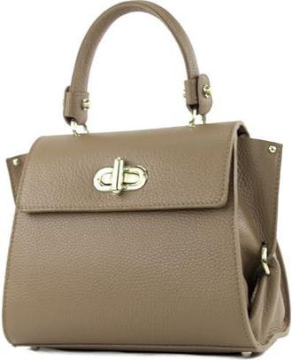 modamoda.de T182 - ital. Petit sac à main en cuir pour femme, taupe, s