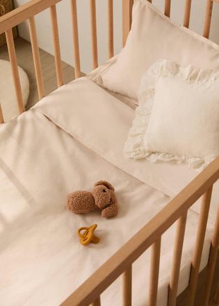 Mango Housse de couette berceau en coton lav&eacute; double surpiq&ucirc;re &eacute;cru - Home - 100x120cm - MANGO HOME