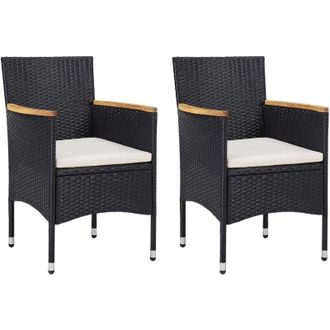 vidaXL Vidaxl - Garten-Essst&uuml;hle 2 Stk. Poly Rattan Schwarz