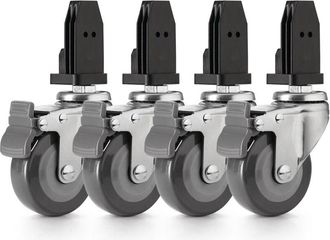 Napoleon Ensemble de 4 roulettes pour barbecue &agrave; gaz - Acier inoxydable et caoutchouc - Roues extra-larges avec freins - Compatible Napol&eacute;on Prestige Pro
