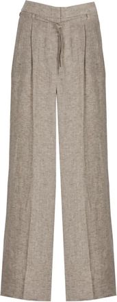 PESERICO Femme, Pantalons, Brun, Taille: 38 FR Linen Wide Pantalons