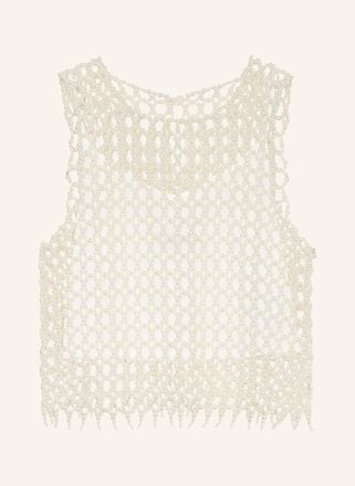 Maje Cropped-Top Mit Schmuckperlen weiss