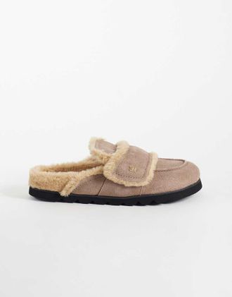 Steve Madden Bomb sabots en imitation peau de mouton couleur mushroom-Neutre