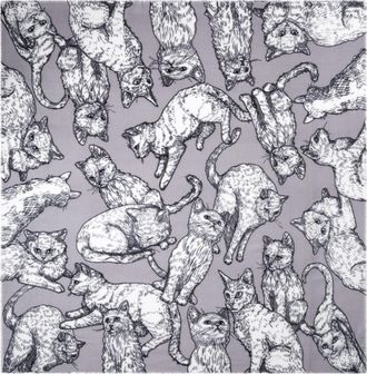 Codello PRINTED SQUARE POLYACRYL CATS grau- - 135X135CM