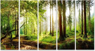 Islandburner Bild auf Leinwand Schöner Wald Frühling Helle Sonne Leuchtende Bäume Schöner Wald Helles Sonnenlic Bilder Wandbilder Poster