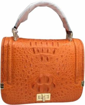 Generic Sac cabas pour femme en cuir de crocodile authentique, pochette à rabat en cuir dalligator véritable, petit sac à main bandoulière oblique pour femme