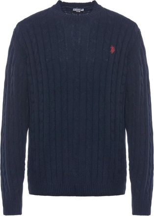 U.S.Polo Association U.s. Polo Assn., Homme, Pulls, Bleu, Taille: L Pull ras du cou en maille torsad&eacute;e en coton et cachemire